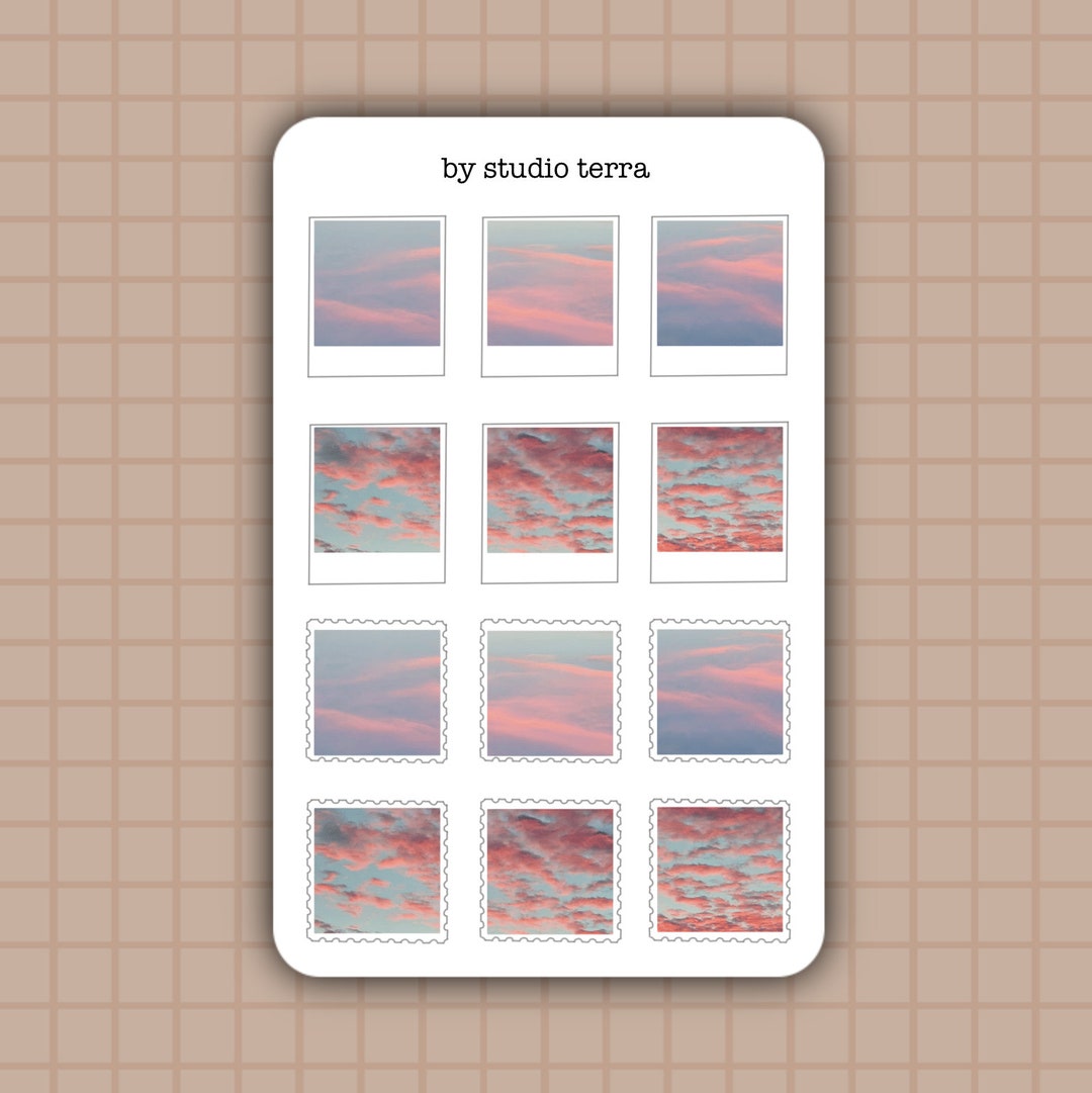 Sky Polaroids and Stamps Sticker Sheet | Bullet Journal Stickers ...