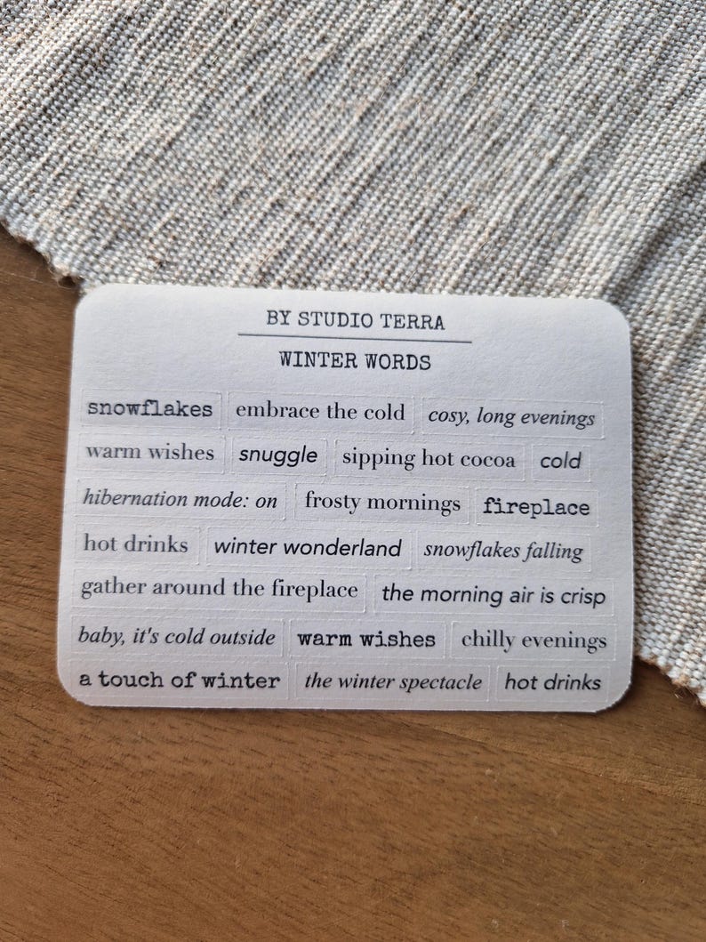 Winter Words Mini Sticker Sheet | Bullet Journal Stickers, Scrapbook ...