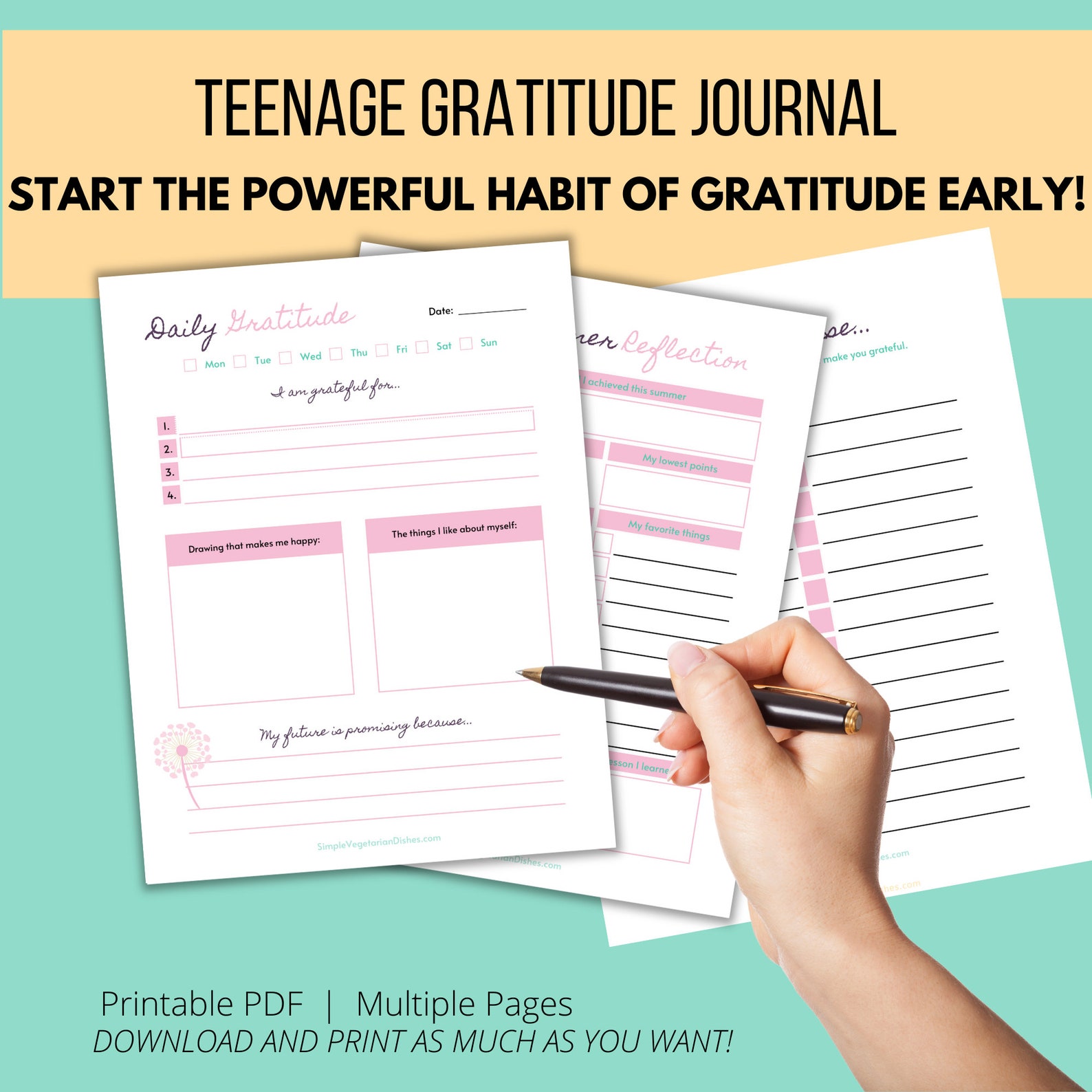 Printable Teenage Gratitude Journal | Gratitude Activities for Students ...