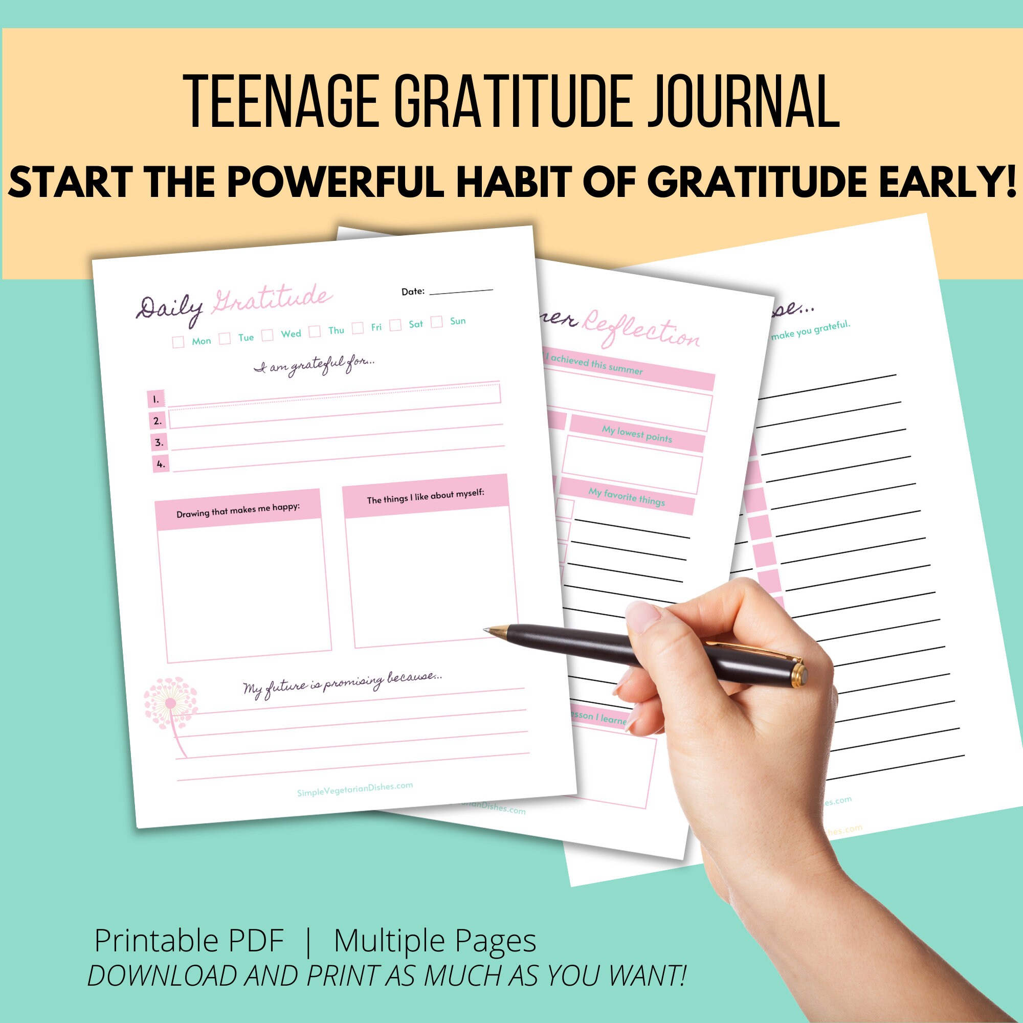 Printable Teenage Gratitude Journal | Gratitude Activities for Students ...