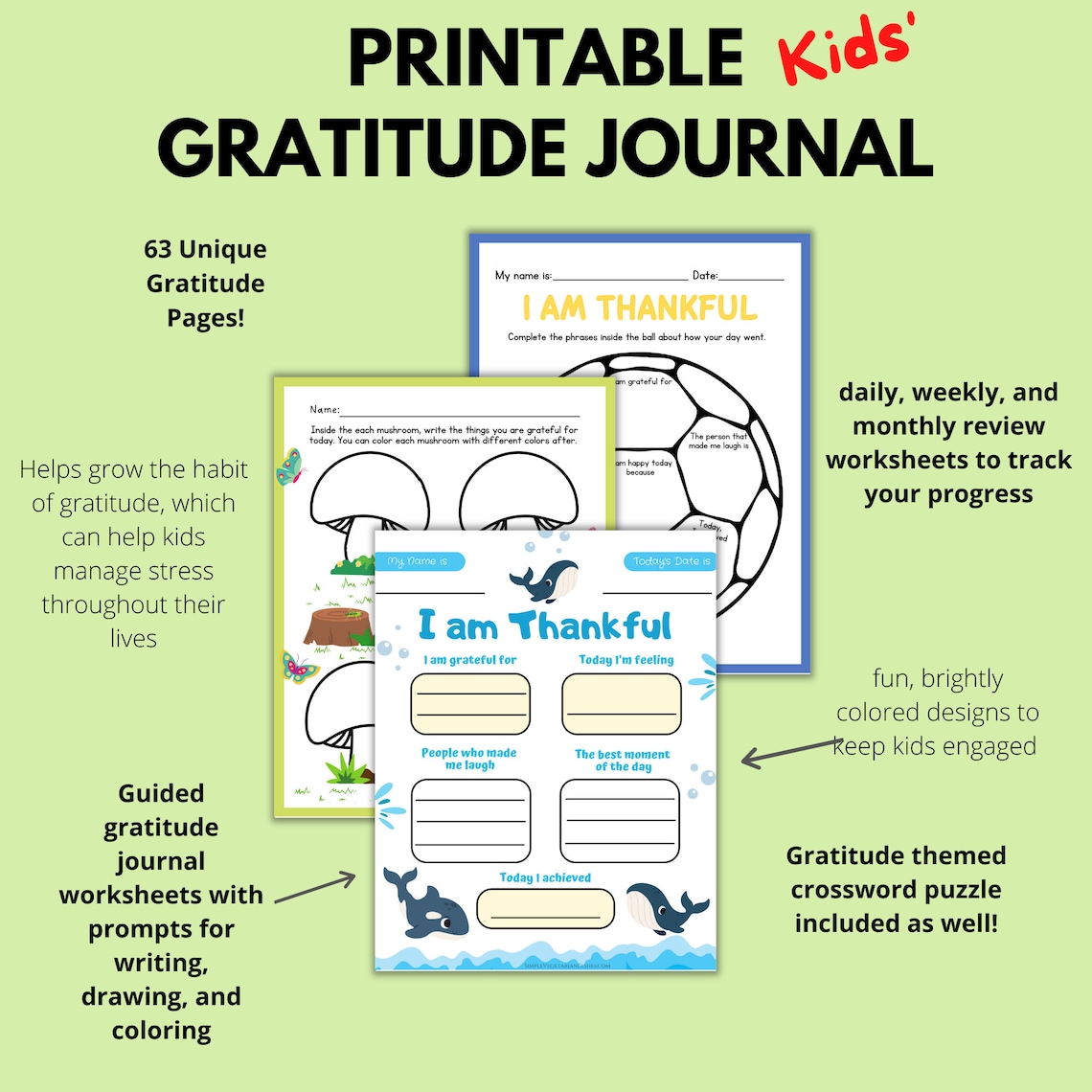 Printable Kids' Gratitude Journal PDF for Kindergarten-elementary ...