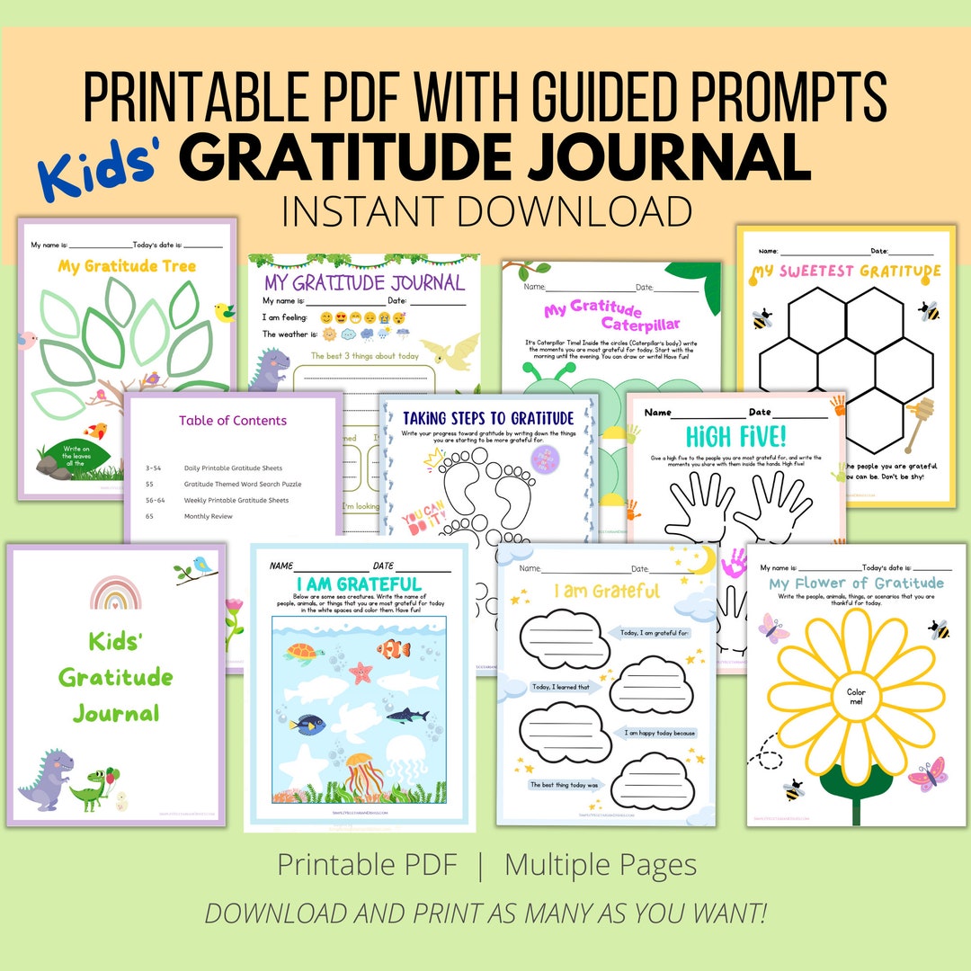 Printable Kids' Gratitude Journal PDF for Kindergarten-elementary ...
