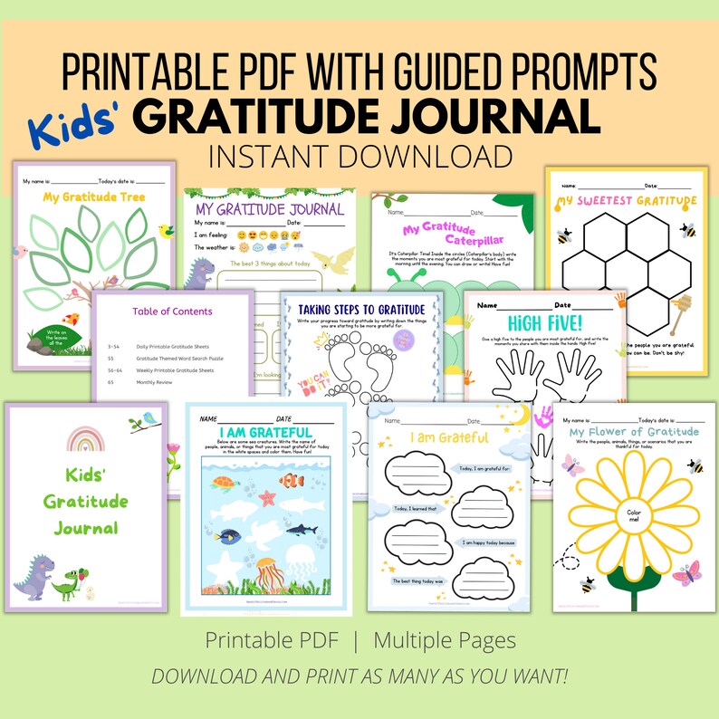 Printable Kids' Gratitude Journal PDF for Kindergarten-elementary ...