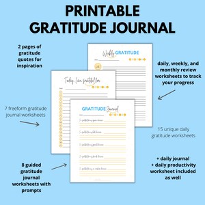 Printable Gratitude Journal PDF With Guided Prompts and Freeform ...