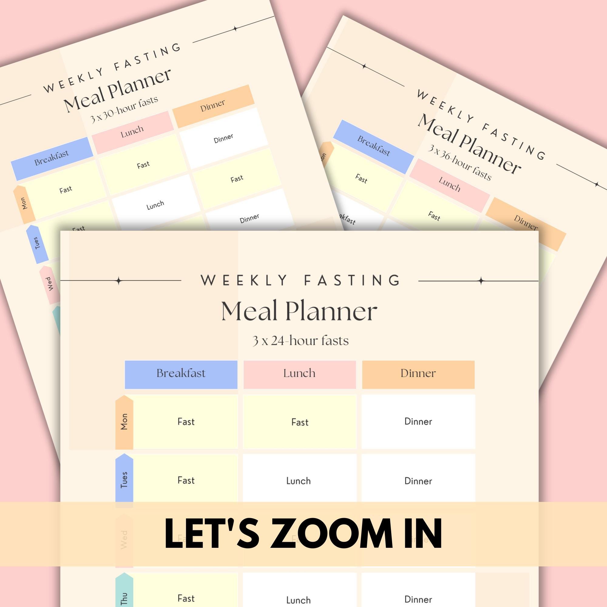 Fasting Protocol Weekly Meal Planner Printable PDF 8.5" X 11 ...