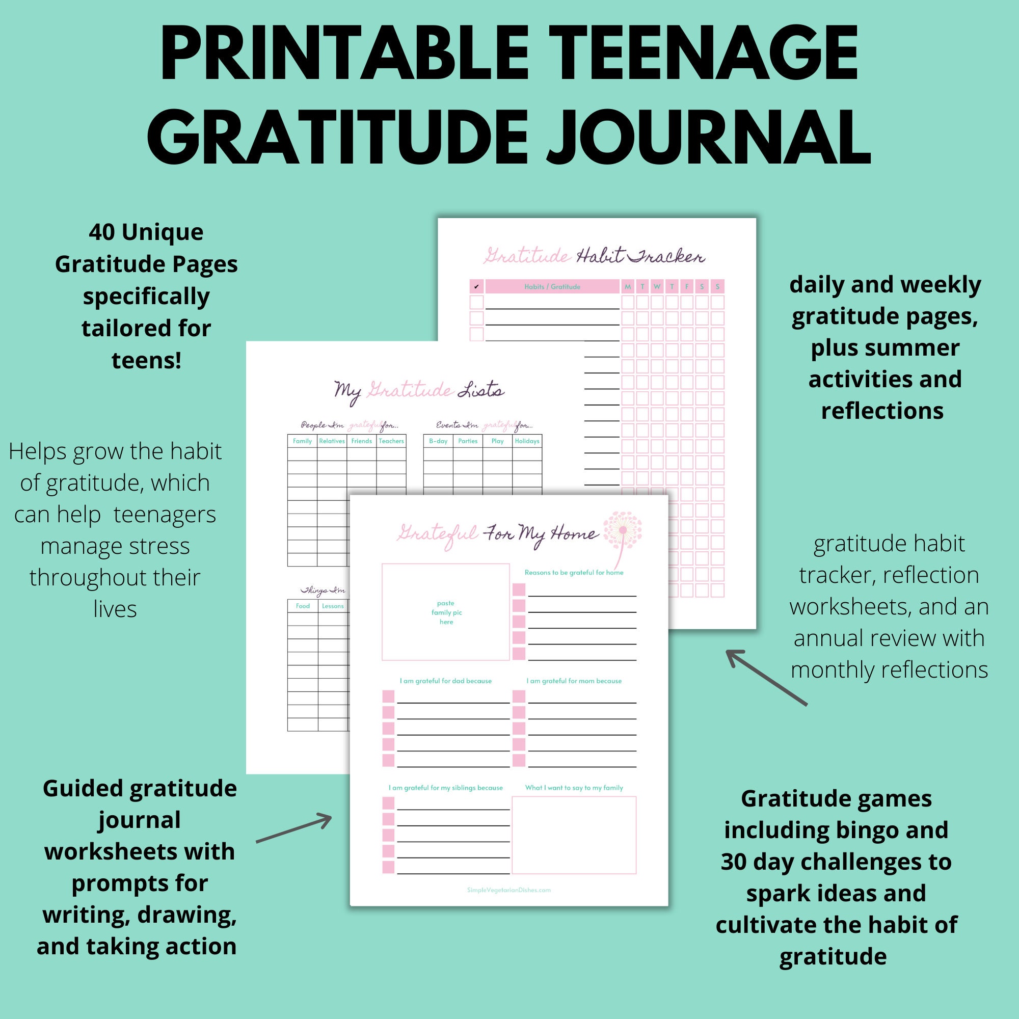 Printable Teenage Gratitude Journal | Gratitude Activities for Students ...