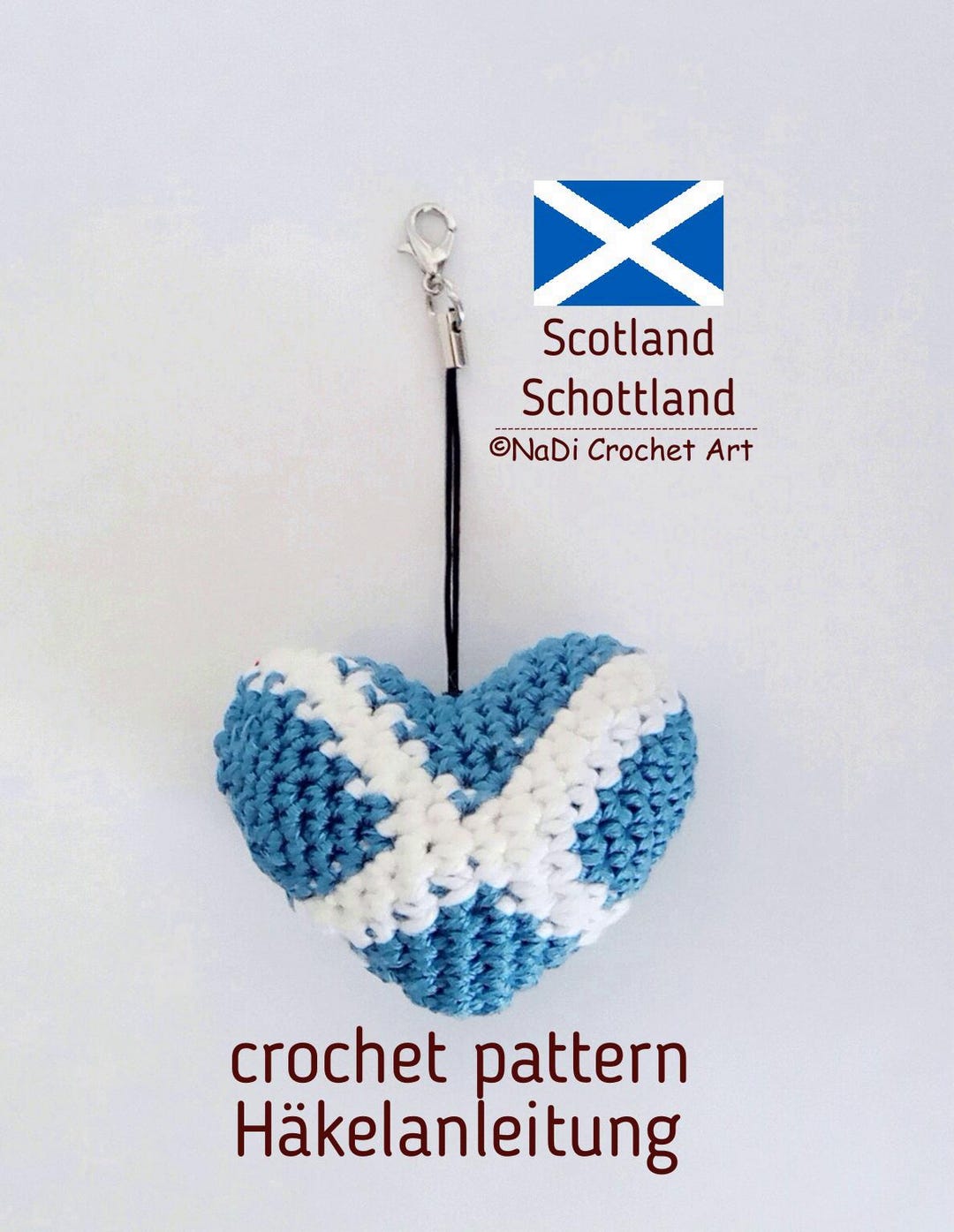 Scotland Flag 3D Heart, CROCHET PATTERN, Keychain, Scottish Flag, Pdf ...