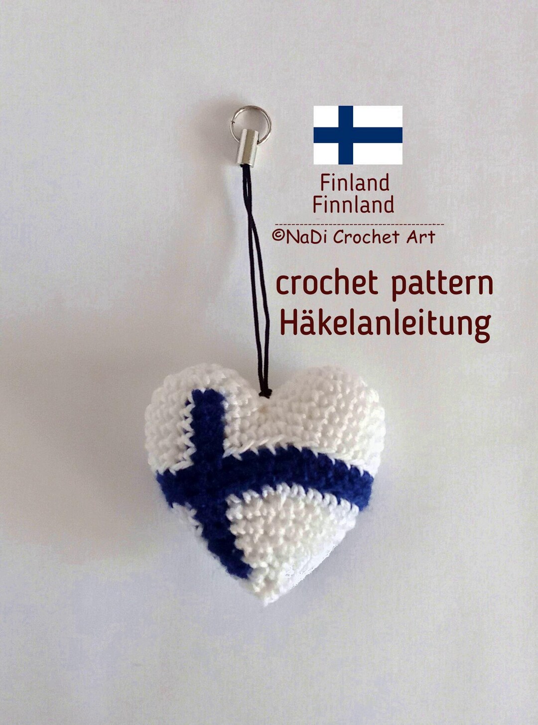 Finland Flag 3-D Heart, CROCHET PATTERN, Keychain, Pdf File in English ...