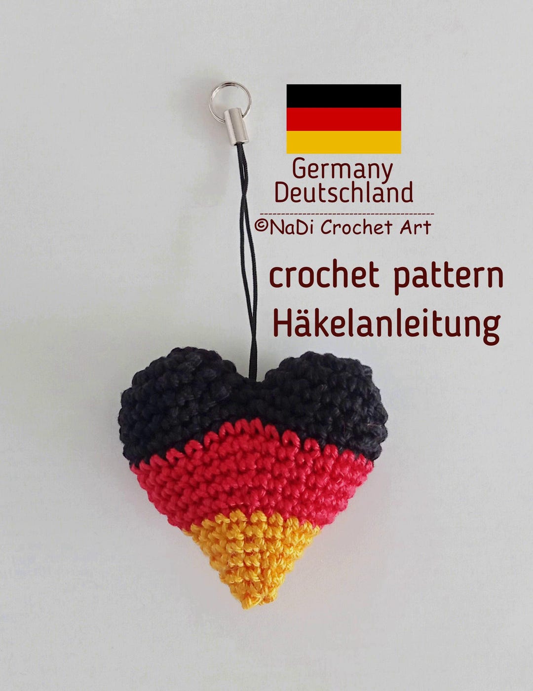 German Flag 3-D Heart, CROCHET PATTERN, Keychain, Pdf File in English ...