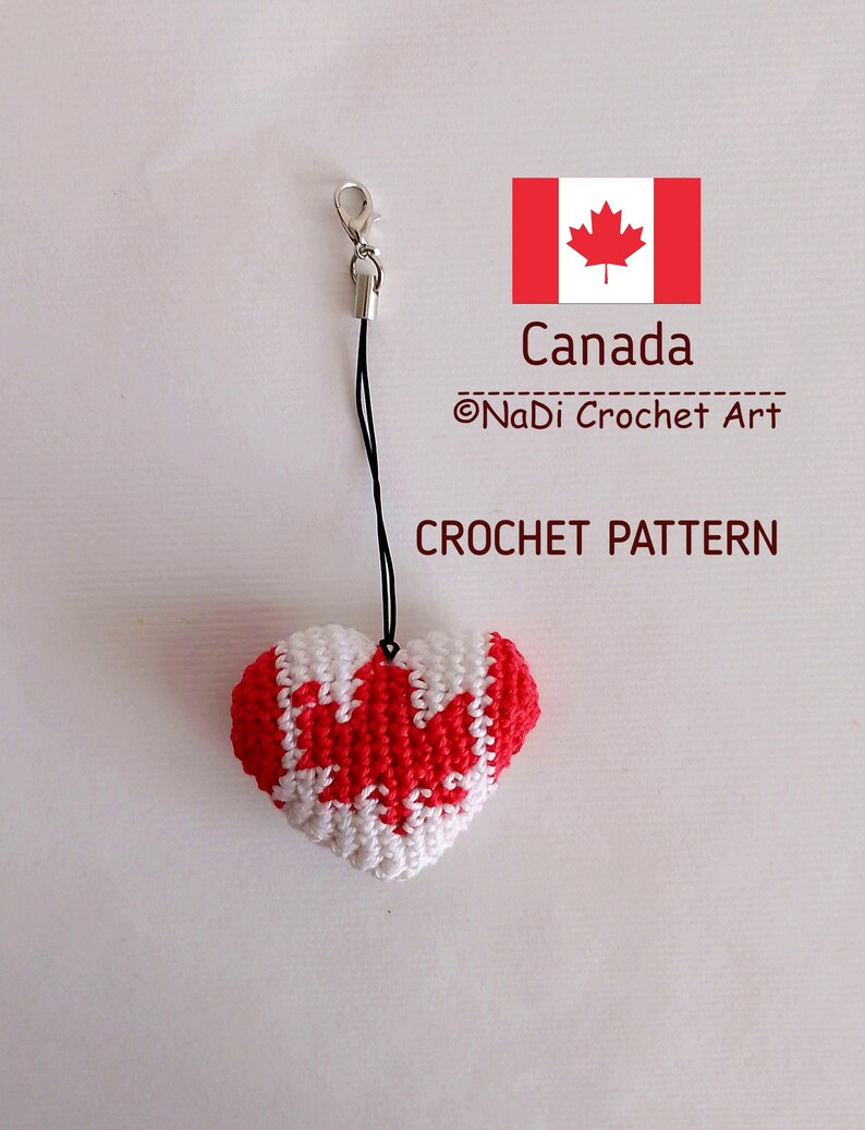 Canada Flag 3-D Heart, CROCHET PATTERN, Keychain, Pdf File in English ...