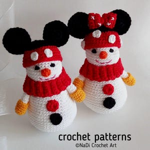Mickey and Minnie Mouse Snowmen and Christmas Trees of Two Sizes ...