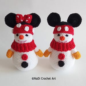 Mickey and Minnie Mouse Snowmen and Christmas Trees of Two Sizes ...