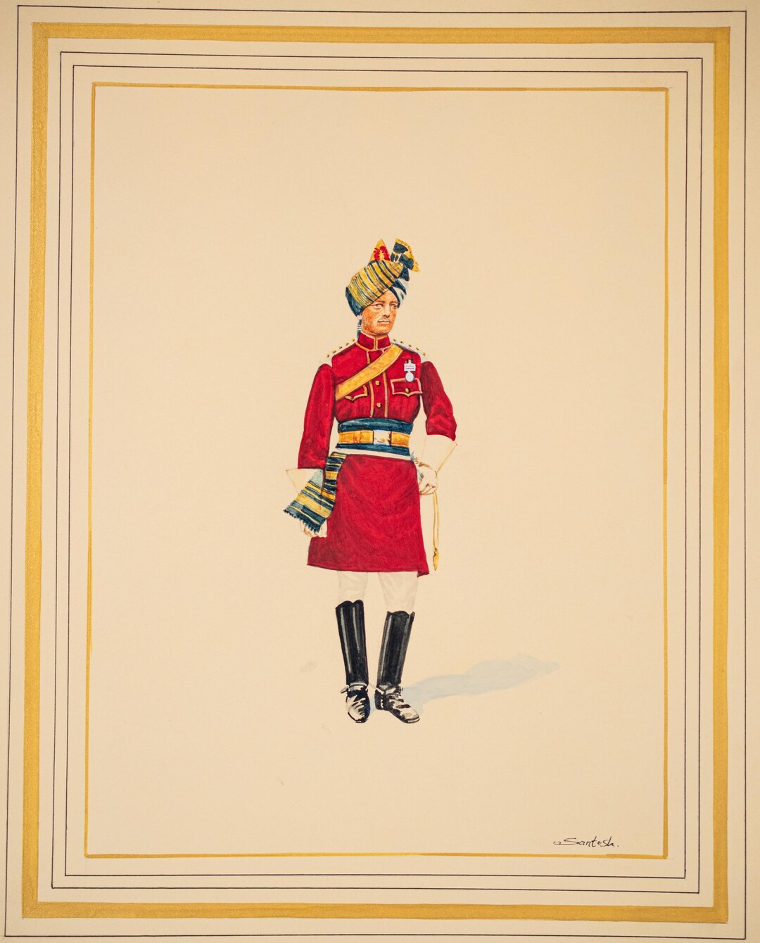 Miniature Historical Hand Painting, 9th Hodson’s Horse Watercolor ...