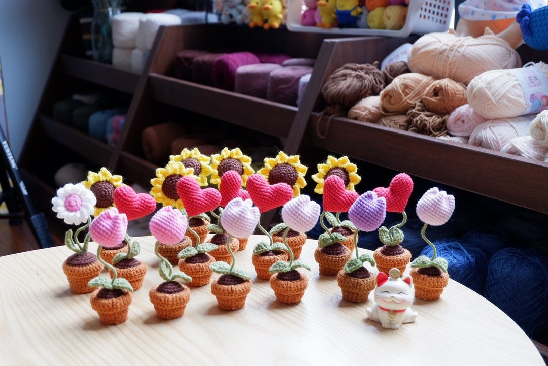 5in1 PDF File Mini Crochet Flower Pot, Crochet Flowers Pot Pattern ...