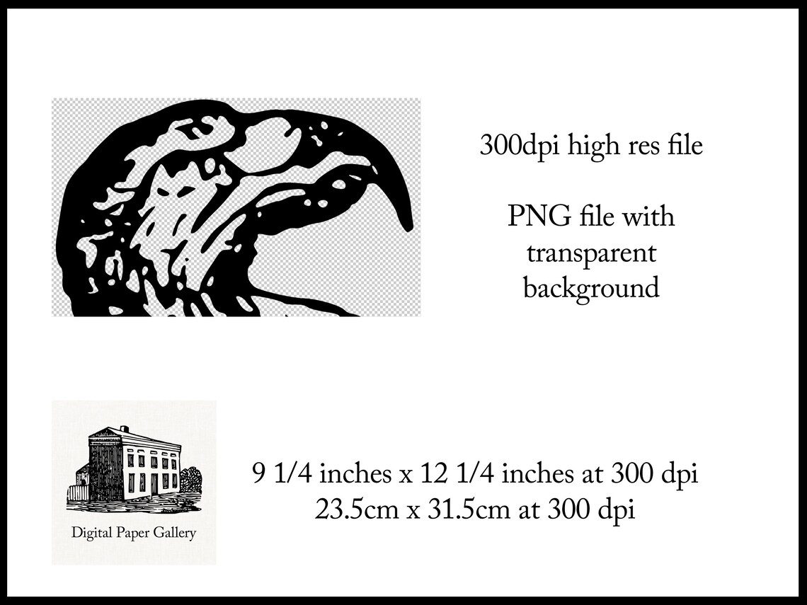 Vintage Woodcut Eagle PNG Illustration Instant Download Digital ...