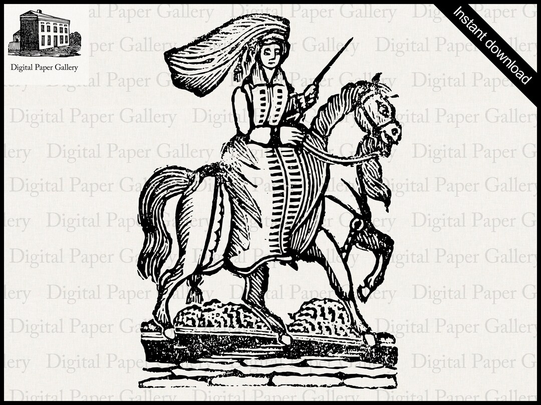 Vintage Princess Horse Woodcut PNG Illustration Instant Download ...