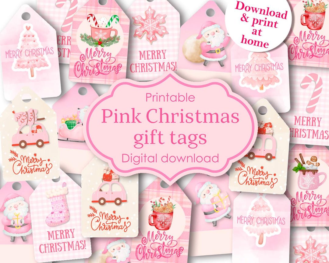 Printable Pink Christmas Gift Tags, Christmas Gift Tags Download ...