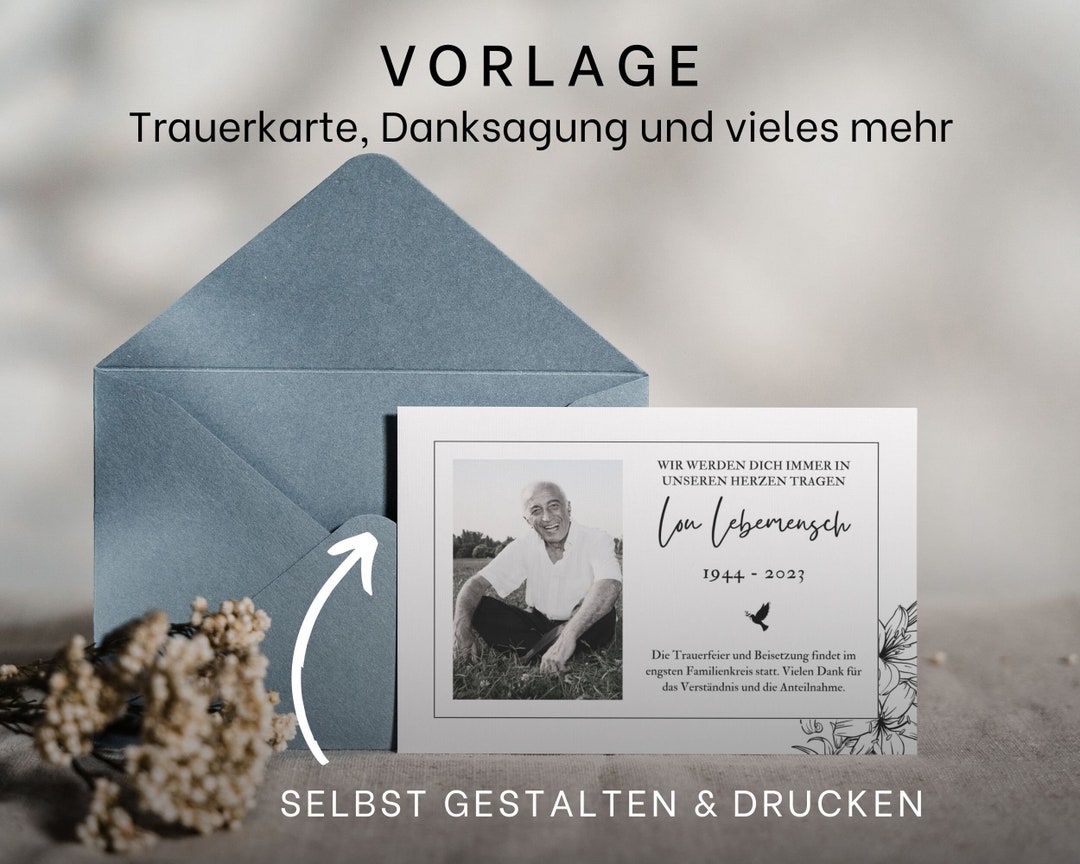 Trauer Kartenset | Trauerkarte, Dankeskarte uvm. | selbst gestalten ...