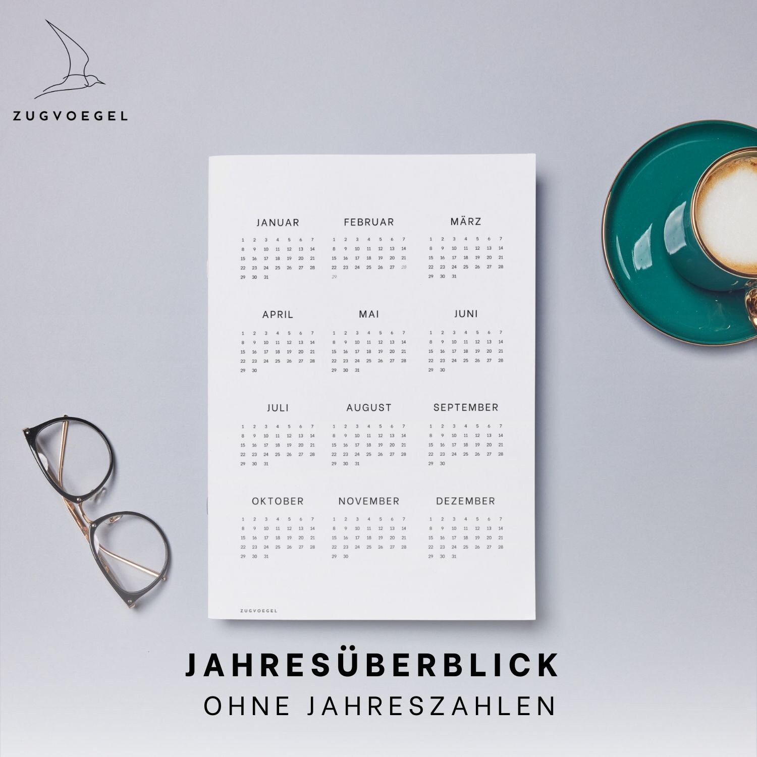 A4 Calendar Undated | PDF to Print | Without Years | Timeless ...