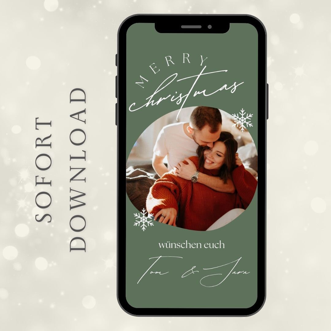 Digital Christmas Card With Photo Instant Download I Ecard I Canva I ...