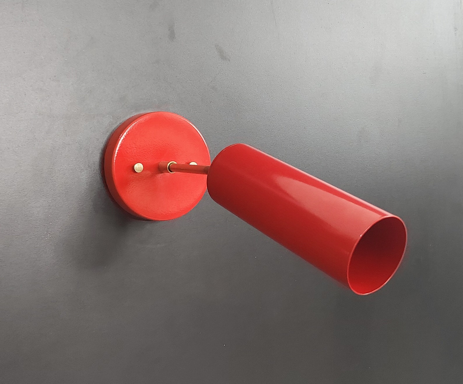 One Piece Red Color Brass Wall Sconce - Italian Wall Light - Mid ...