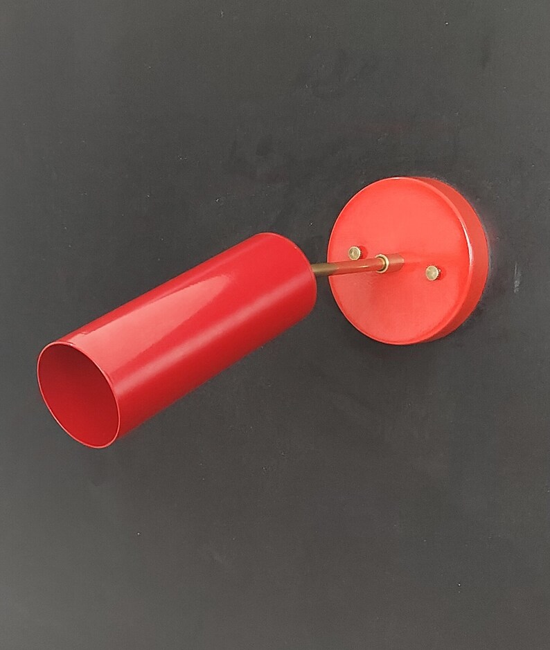 One Piece Red Color Brass Wall Sconce - Italian Wall Light - Mid ...