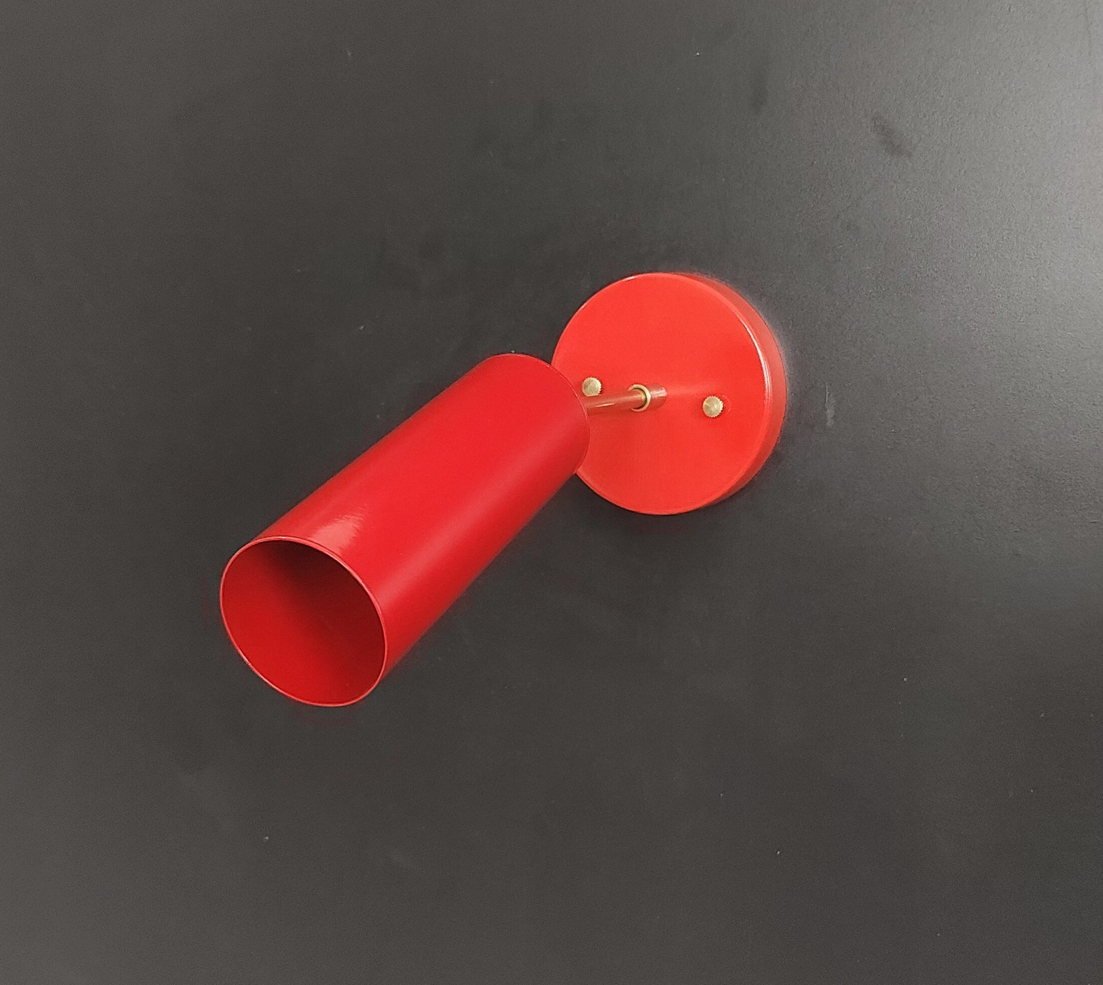 One Piece Red Color Brass Wall Sconce - Italian Wall Light - Mid ...