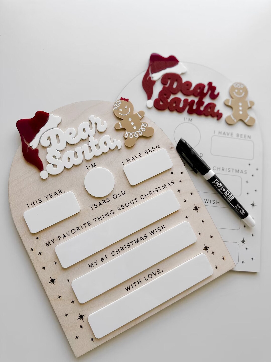 Dear Santa Sign Dry Erase Christmas Sign Dear Santa Christmas Decor ...