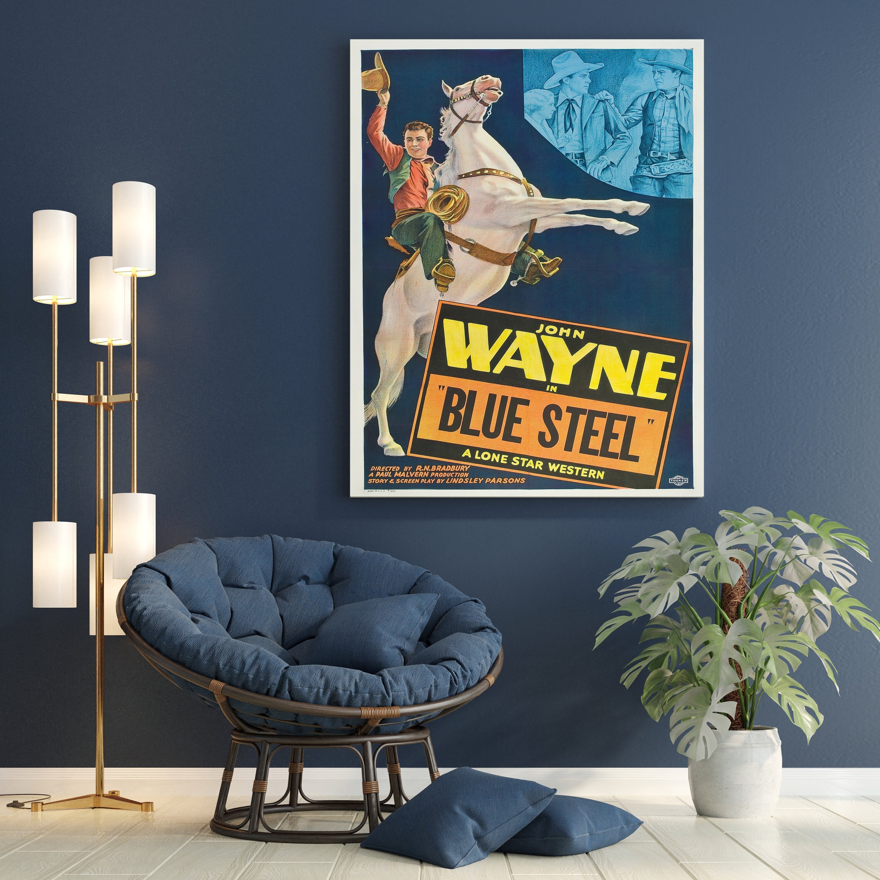 VINTAGE MOVIE POSTER John Wayne Blue Steel Hollywood Classic Western ...