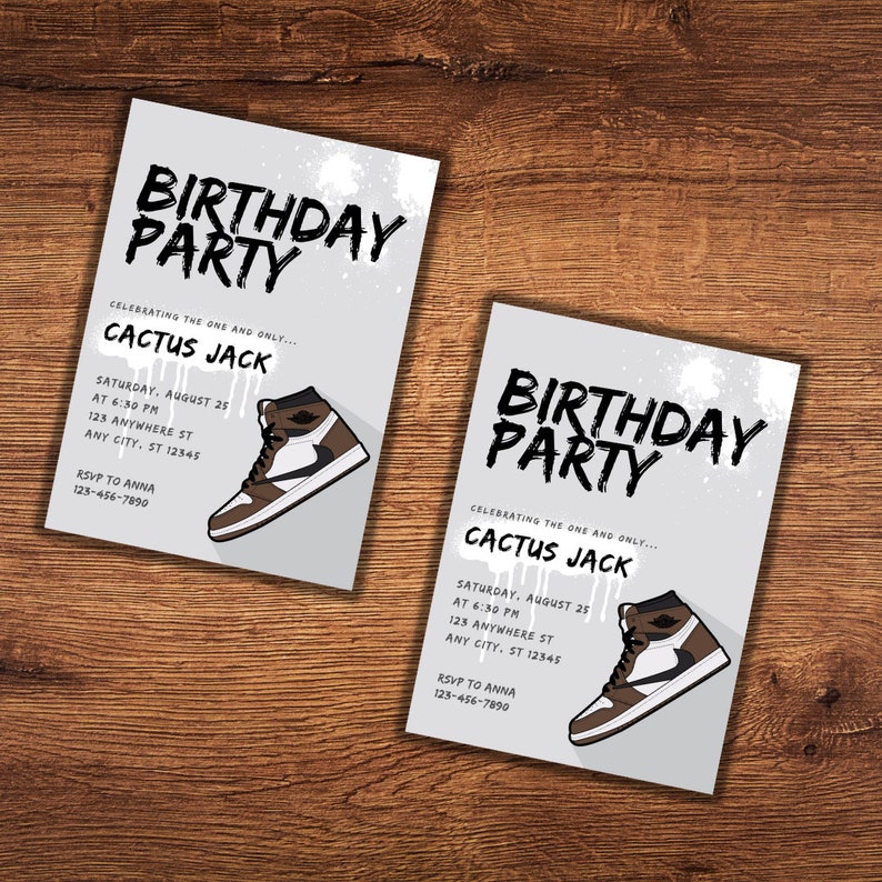 Cactus Jack Air Jordan Birthday Party Invitation - Digital Download ...