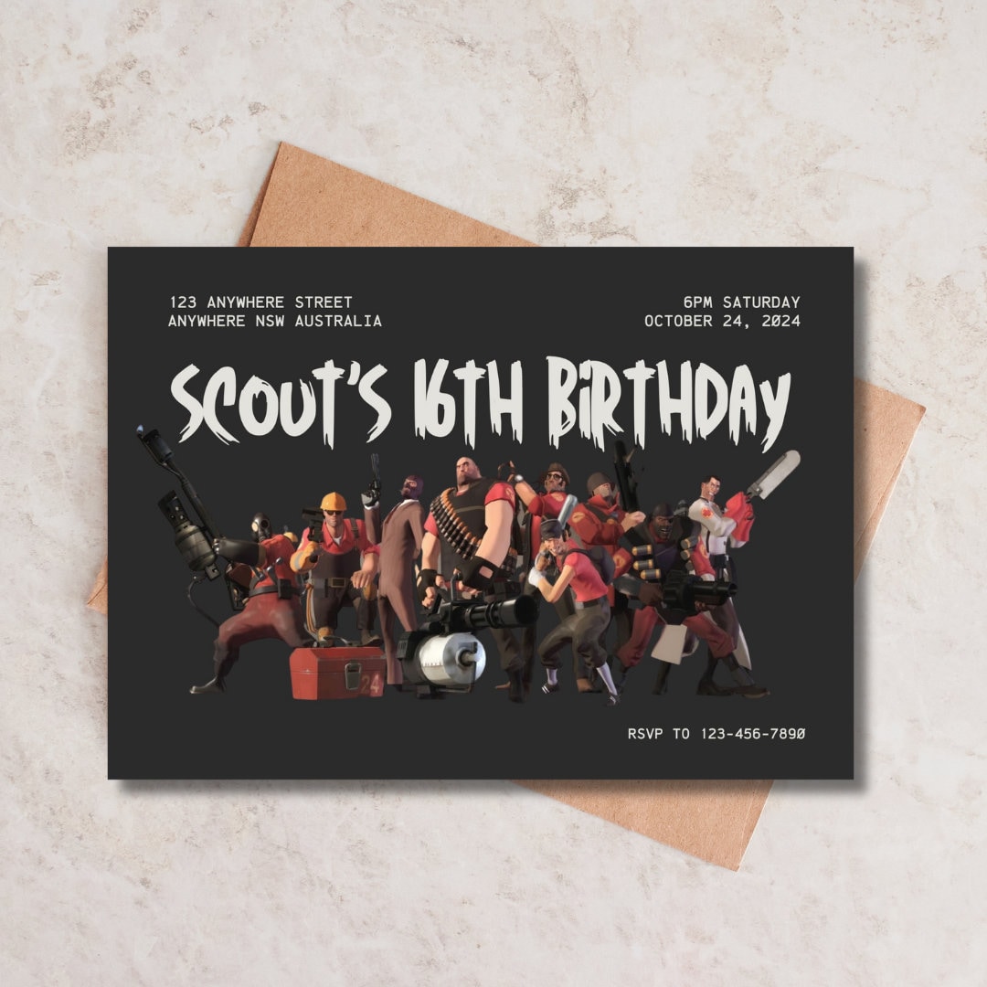 Team Fortress 2 Birthday Party Invitation - Fully Editable - Made With ...