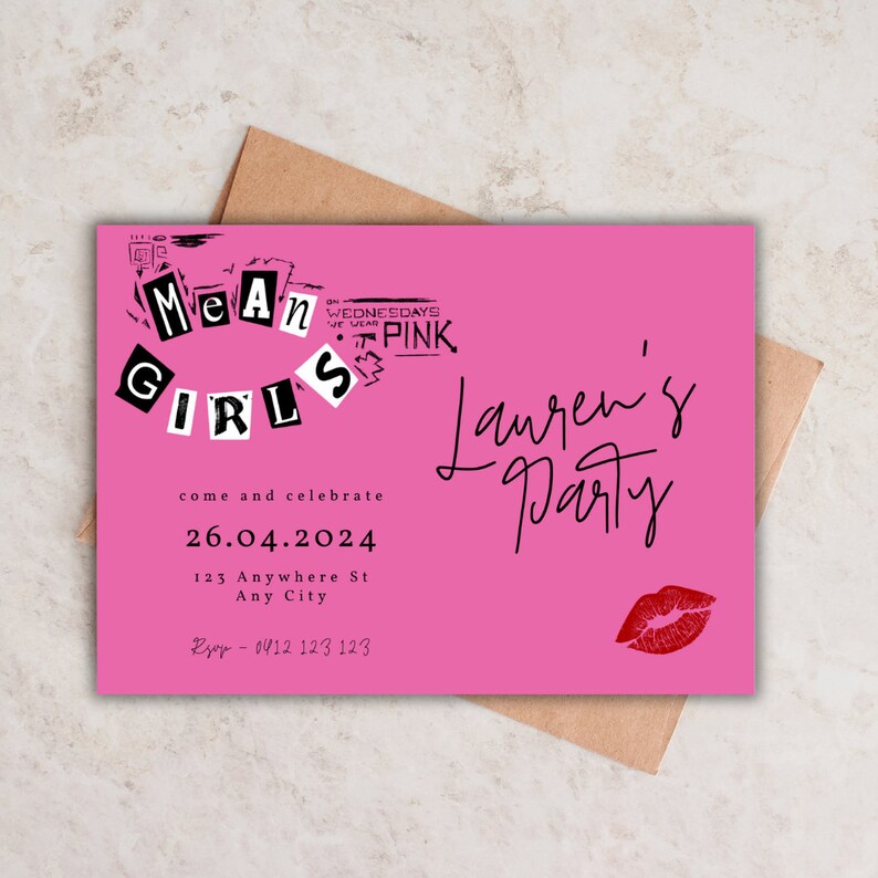 Mean Girls Birthday Hens Party Invitation - Fully Editable - Made With ...