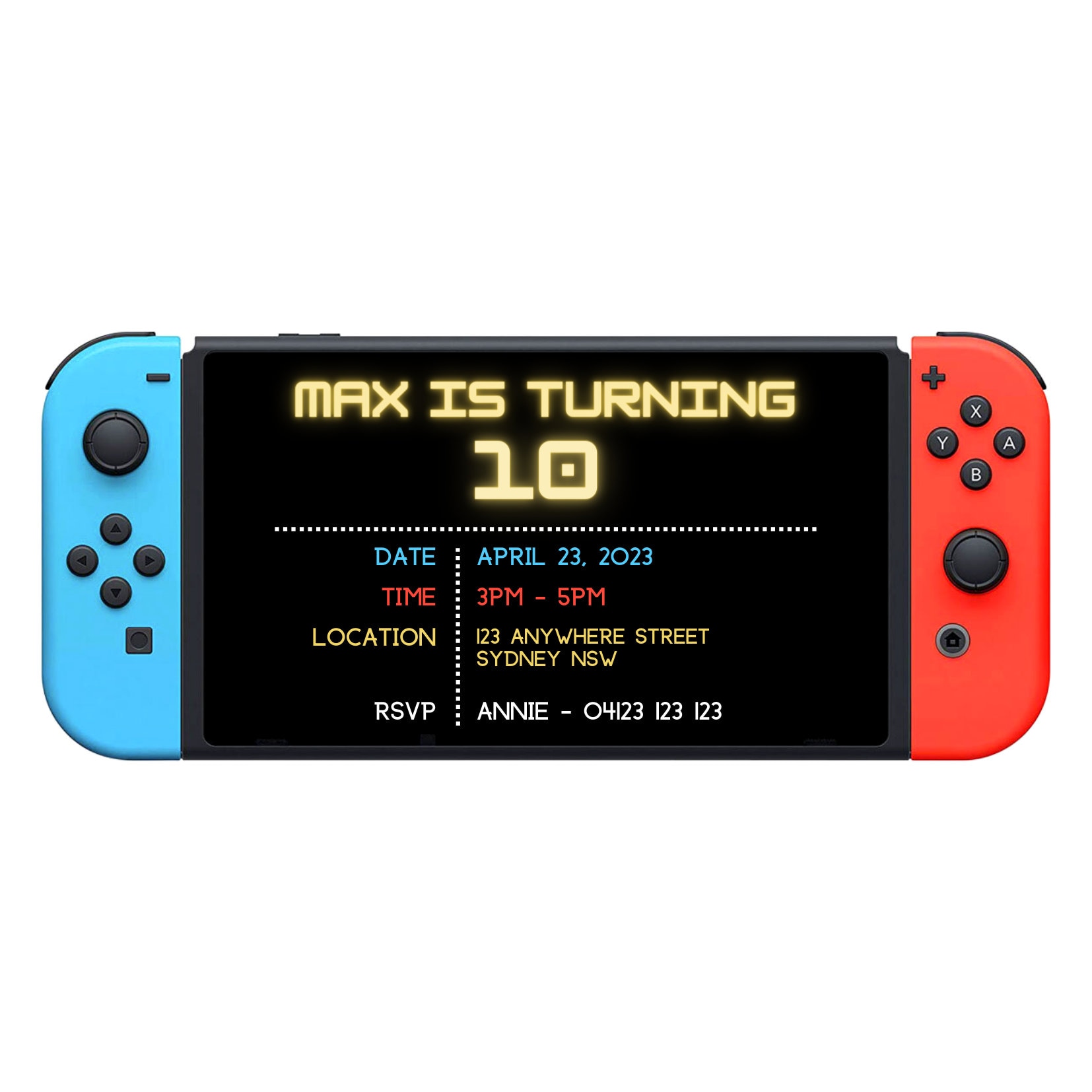 Gamer Nintendo Switch Birthday Party Invitation - Digital Download ...