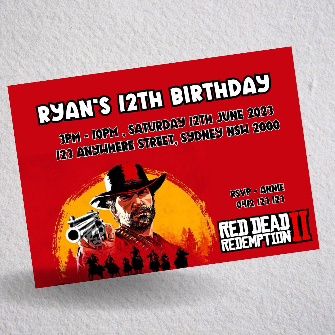 Red Dead Redemption Birthday Party Invitation Customisable, Fully ...