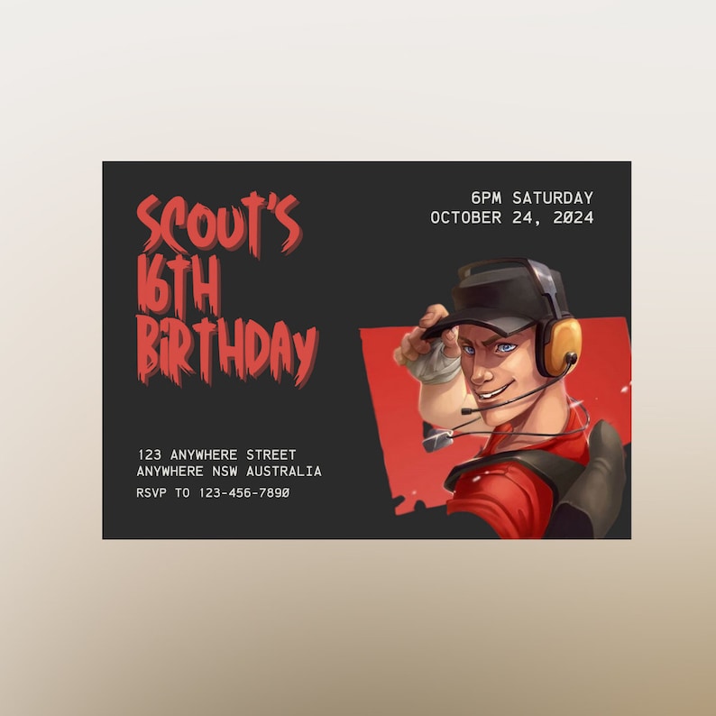 Team Fortress 2 Birthday Party Invitation - Fully Editable - Made With ...