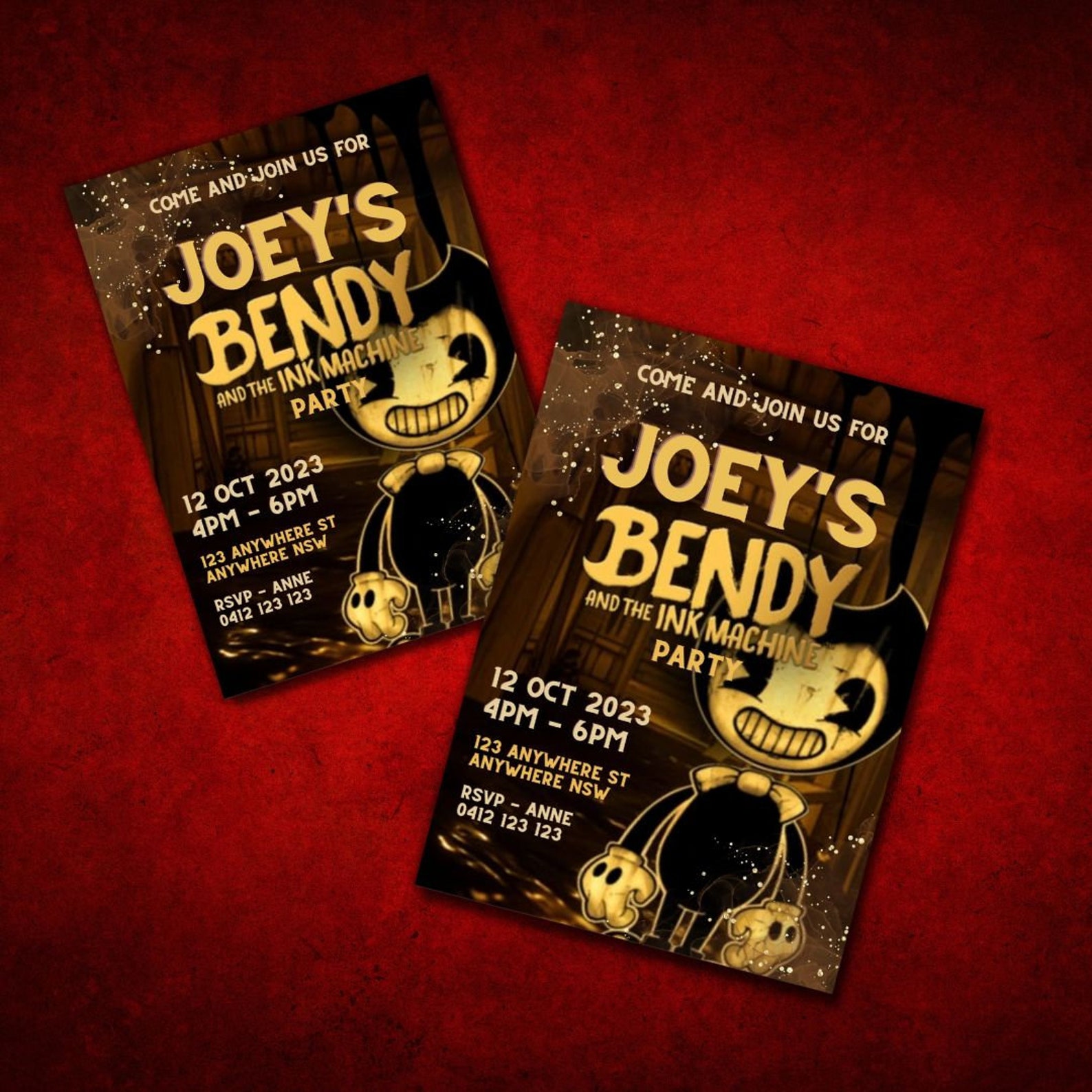 Bendy and the Ink Machine Birthday Party Invitation - Teens, Kids ...