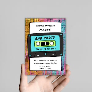 Rnb Retro 80s Cassette Mix Tape Birthday Party Invitation - Fully ...