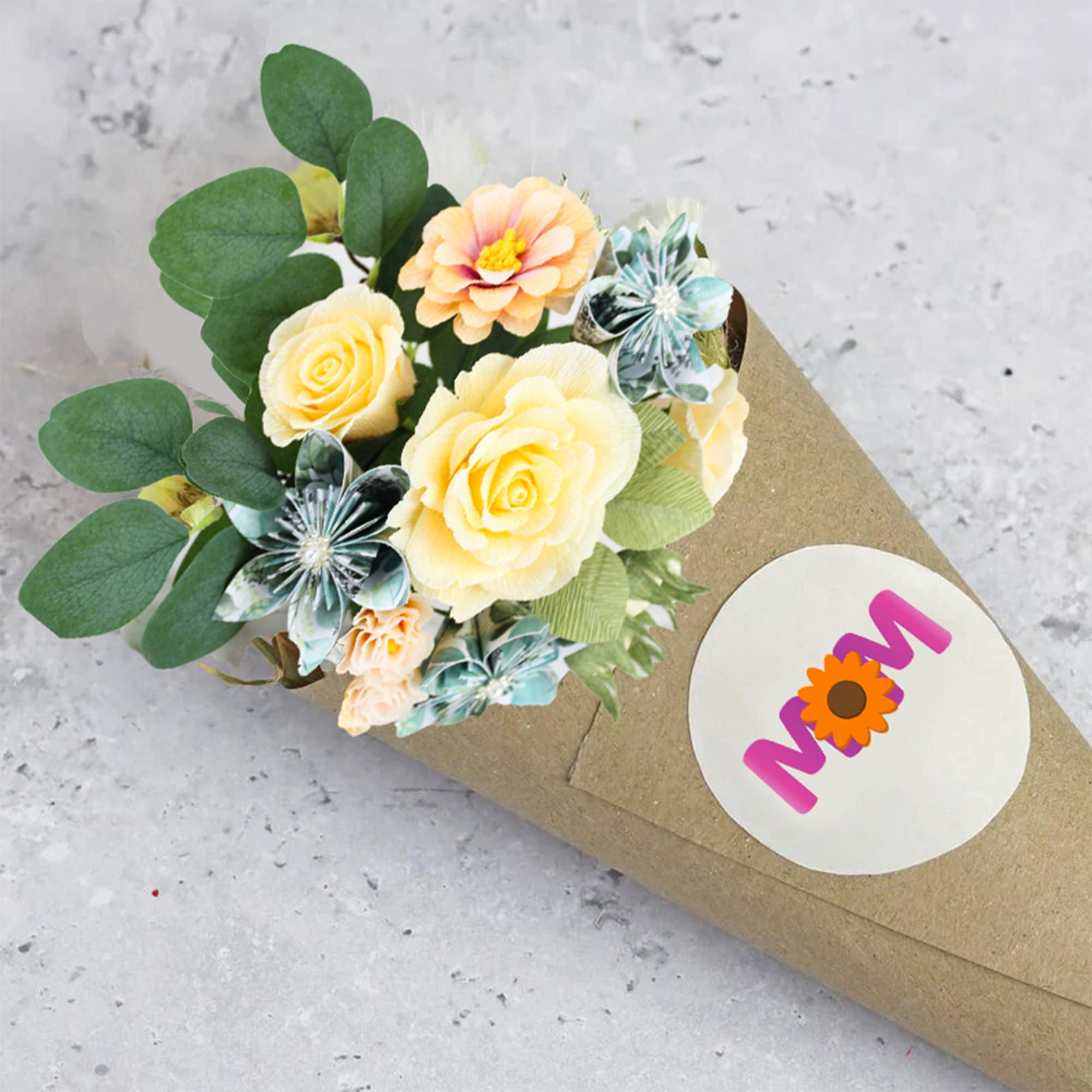 Paper Cone Bouquet Bouquet of Paper Flowers Cover Digital - Etsy