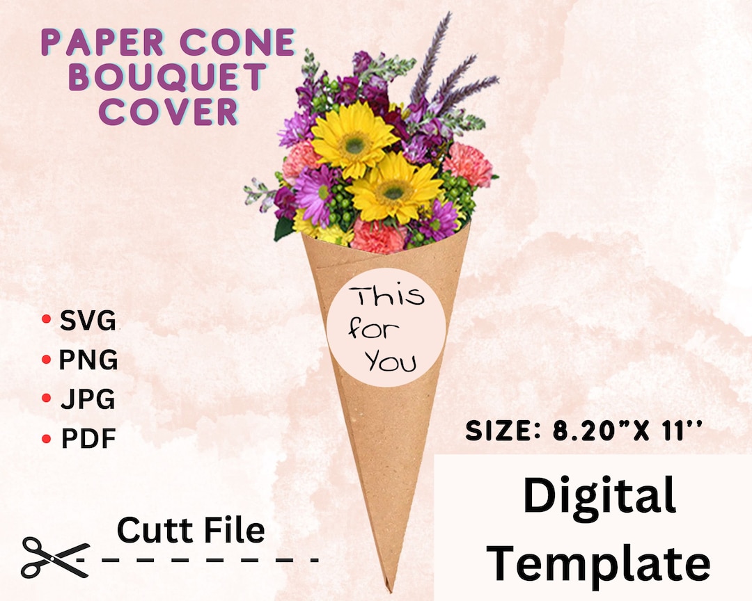 Paper Cone Bouquet Bouquet of Paper Flowers Cover Digital - Etsy