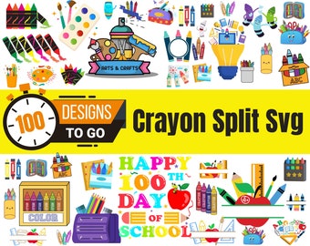 Crayon Split Monogram Svg, Teacher Svg, Crayon Svg Crayon Set Svg Cut ...
