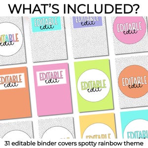 Classroom Binder Covers Template | Spotty Rainbow | Editable ...
