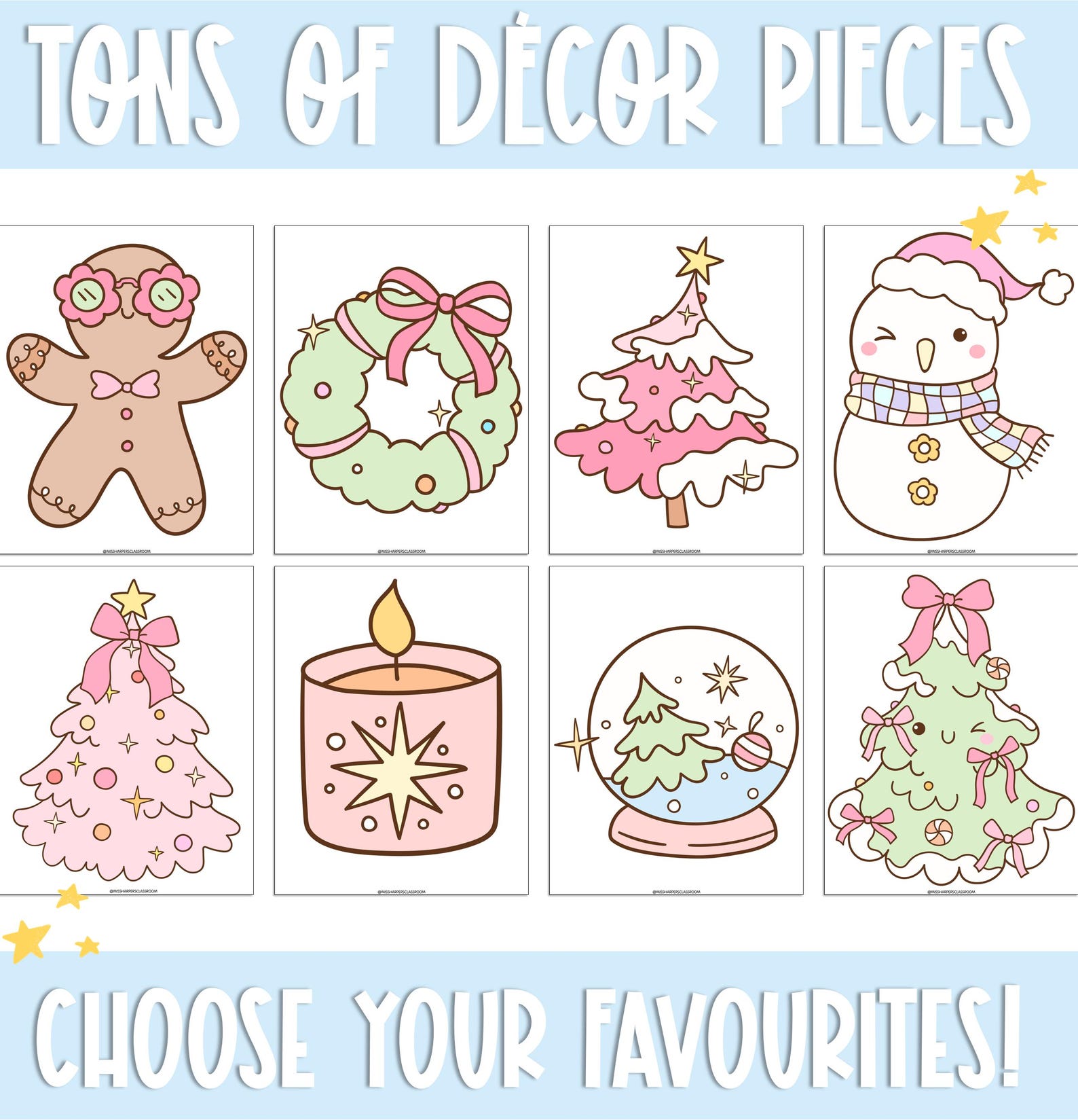 Christmas Bulletin Board Kit | Cute Pastel | Seasonal Classroom Decor ...