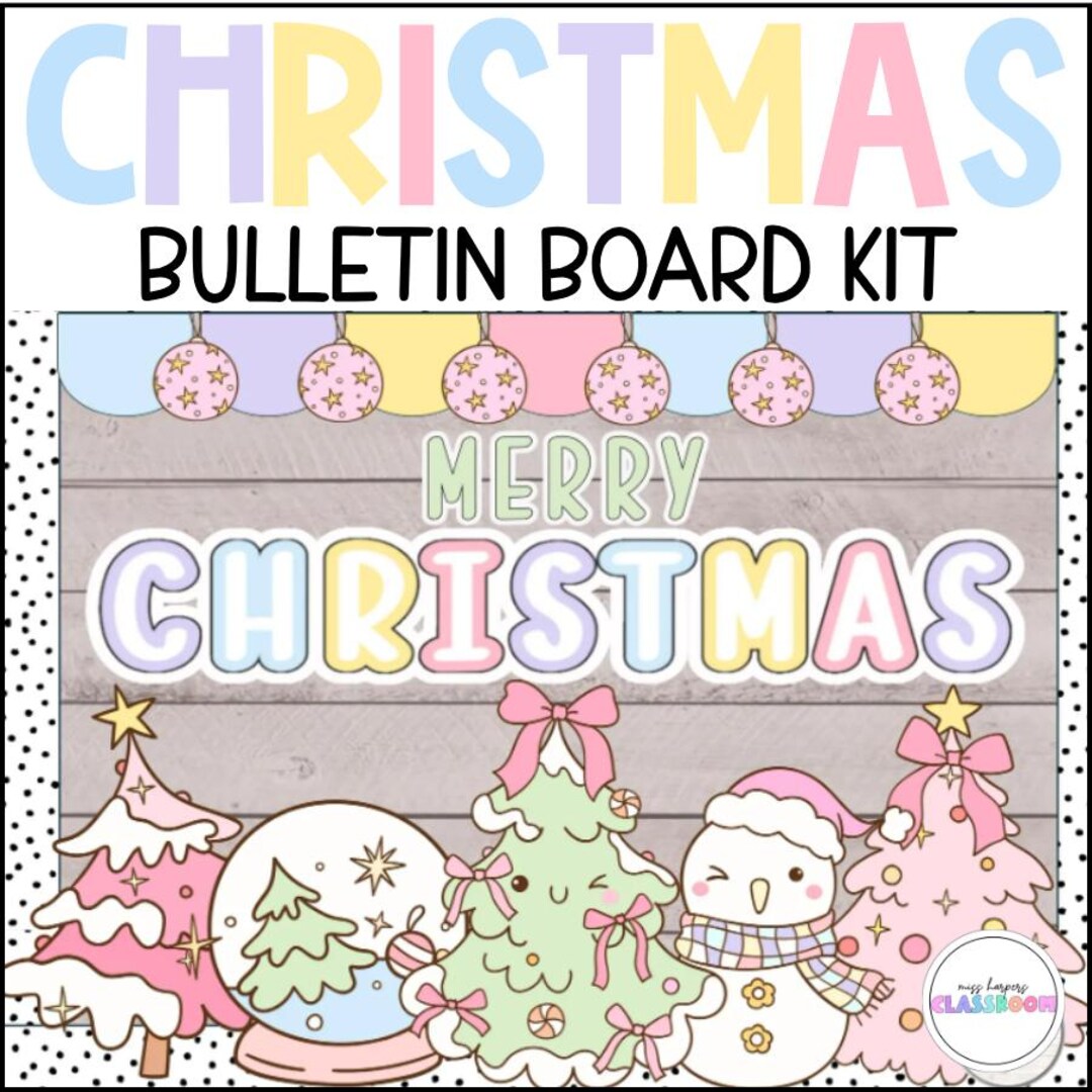 Christmas Bulletin Board Kit | Cute Pastel | Seasonal Classroom Decor ...