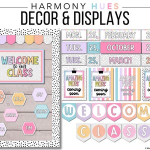 Harmony Hues Classroom Decor Bundle | Elementary Spotty Pastel ...