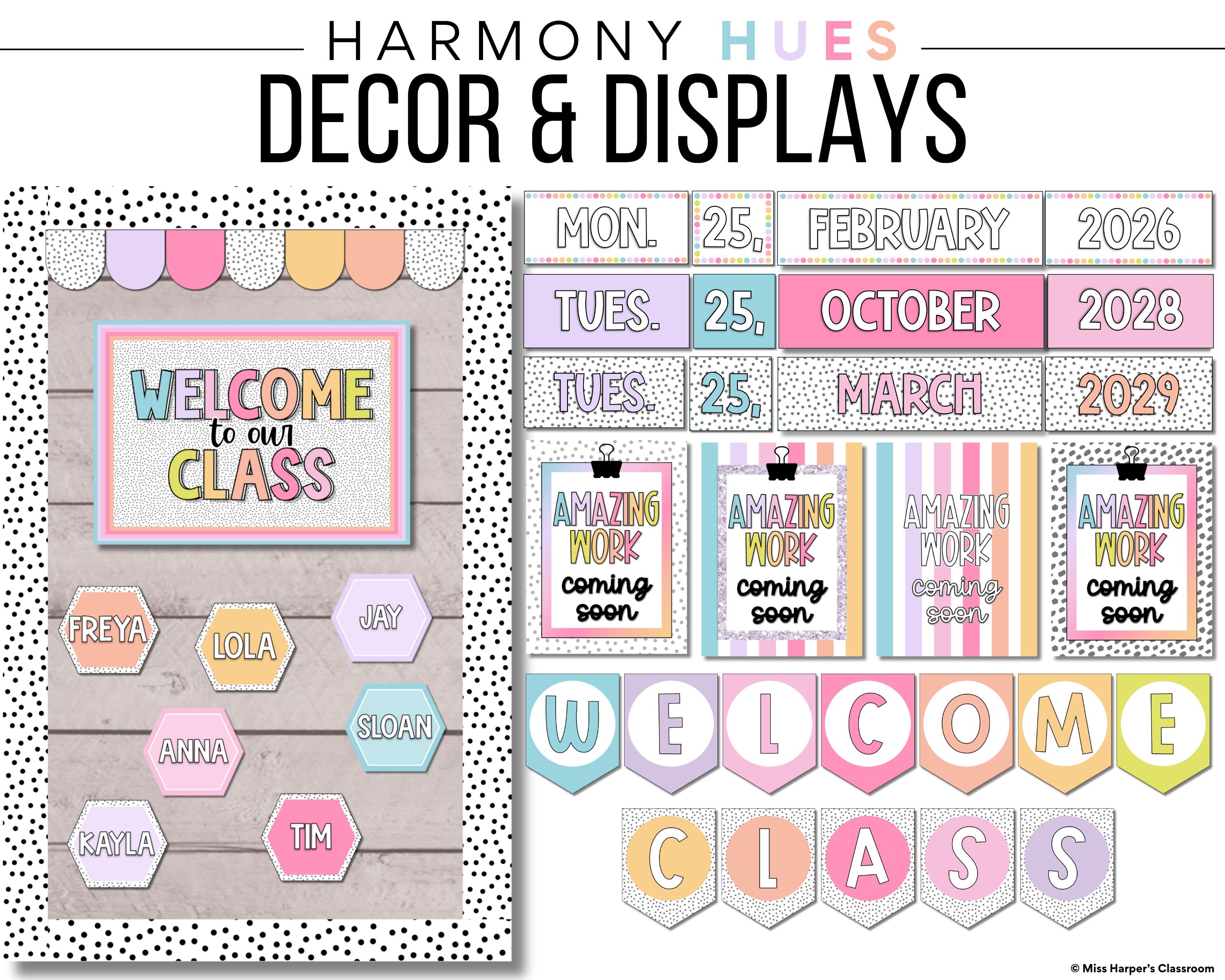 Harmony Hues Classroom Decor Bundle | Elementary Spotty Pastel ...