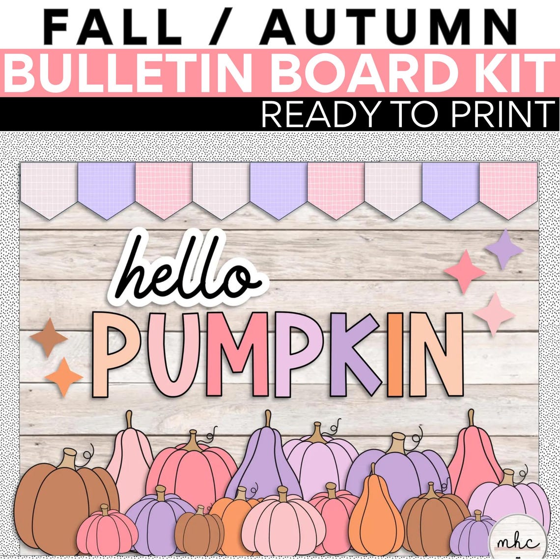Fall Bulletin Board Kit | Trendy Pastel Pumpkins | Classroom Decor - Etsy