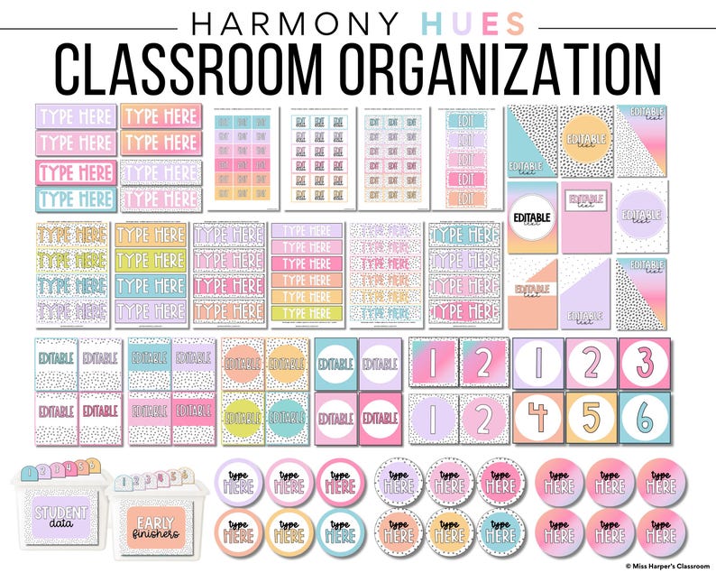 Harmony Hues Classroom Decor Bundle | Elementary Spotty Pastel ...