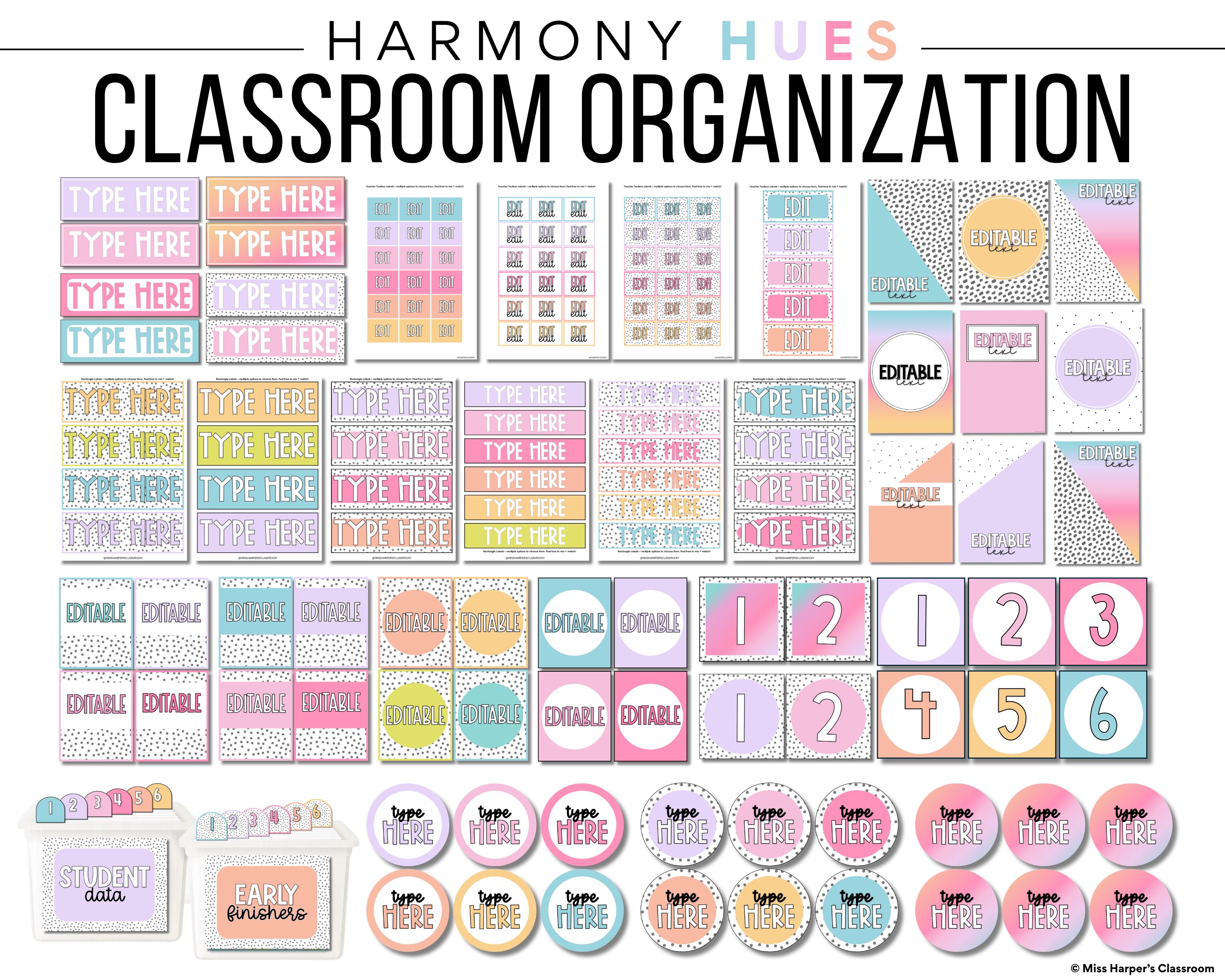 Harmony Hues Classroom Decor Bundle | Elementary Spotty Pastel ...