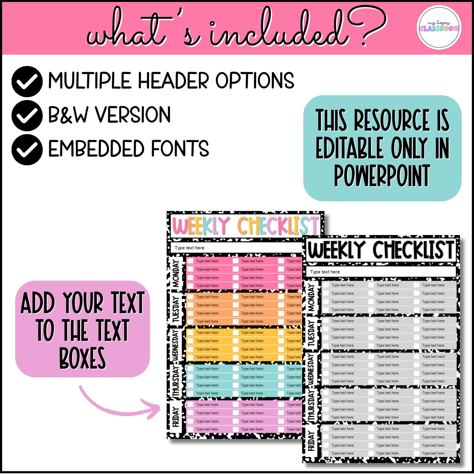 Classroom Weekly Checklist Template | Composite Cuties | Editable ...