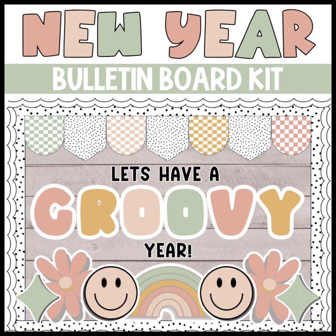 Back to School Bulletin Board Kit | Neutral | Groovy | Welcome ...